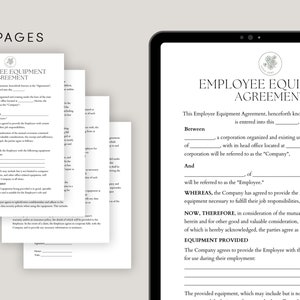 Editable Employee Equipment Agreement, Workplace Equipment Contract ...