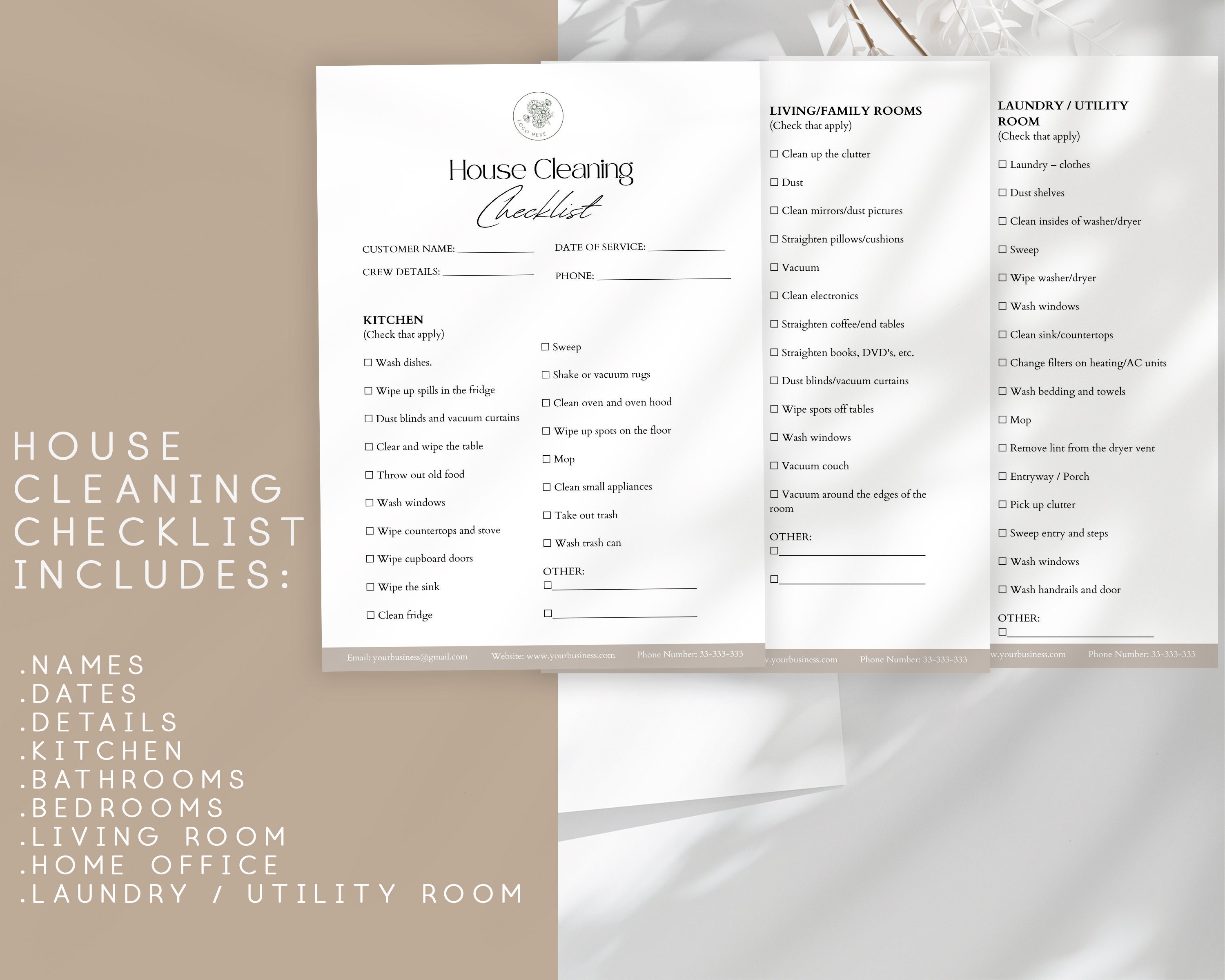 Professional Cleaning Service Checklist Template Editable - Etsy