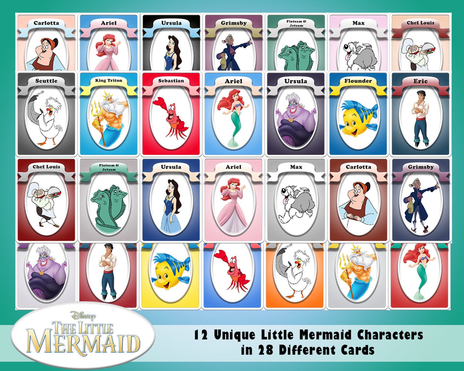 28 Little Mermaid Cards for Trading, Collecting, Games, Rewards ...