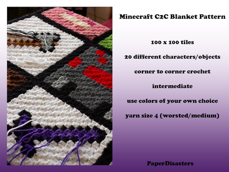 Large Minecraft C2C Blanket Pattern (digital) - Etsy