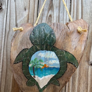 Turtle. Hand Painted Palm Frond. Turtle Palm Frond. Sunset Turtle - Etsy