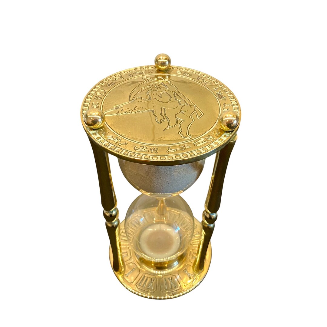 Antique Victorian Style Large Brass Egg Timer App 24cm High With Zodiac ...