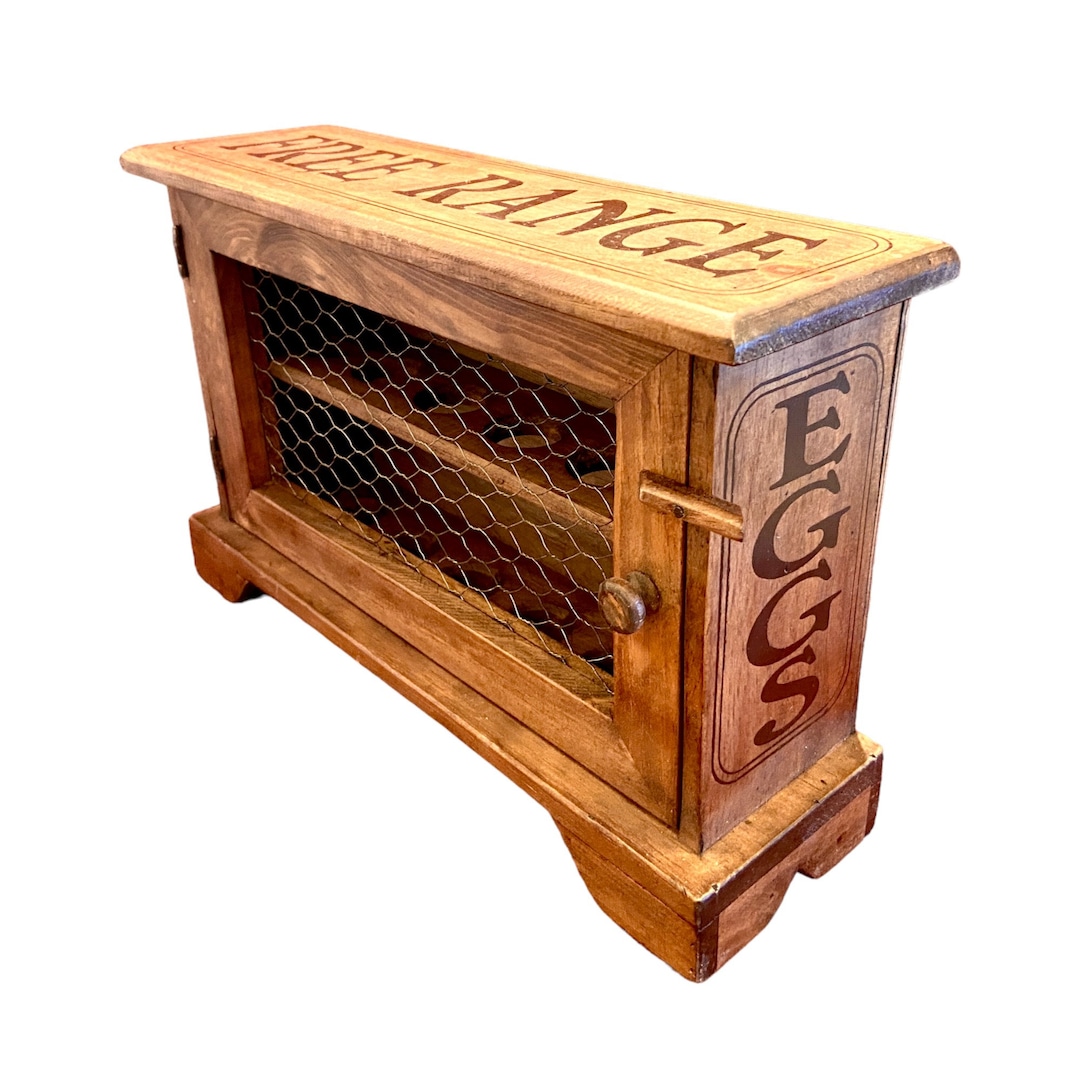 Wooden Twelve Compartment Egg Safe Rustic Farmhouse Finish Egg Cabinet ...