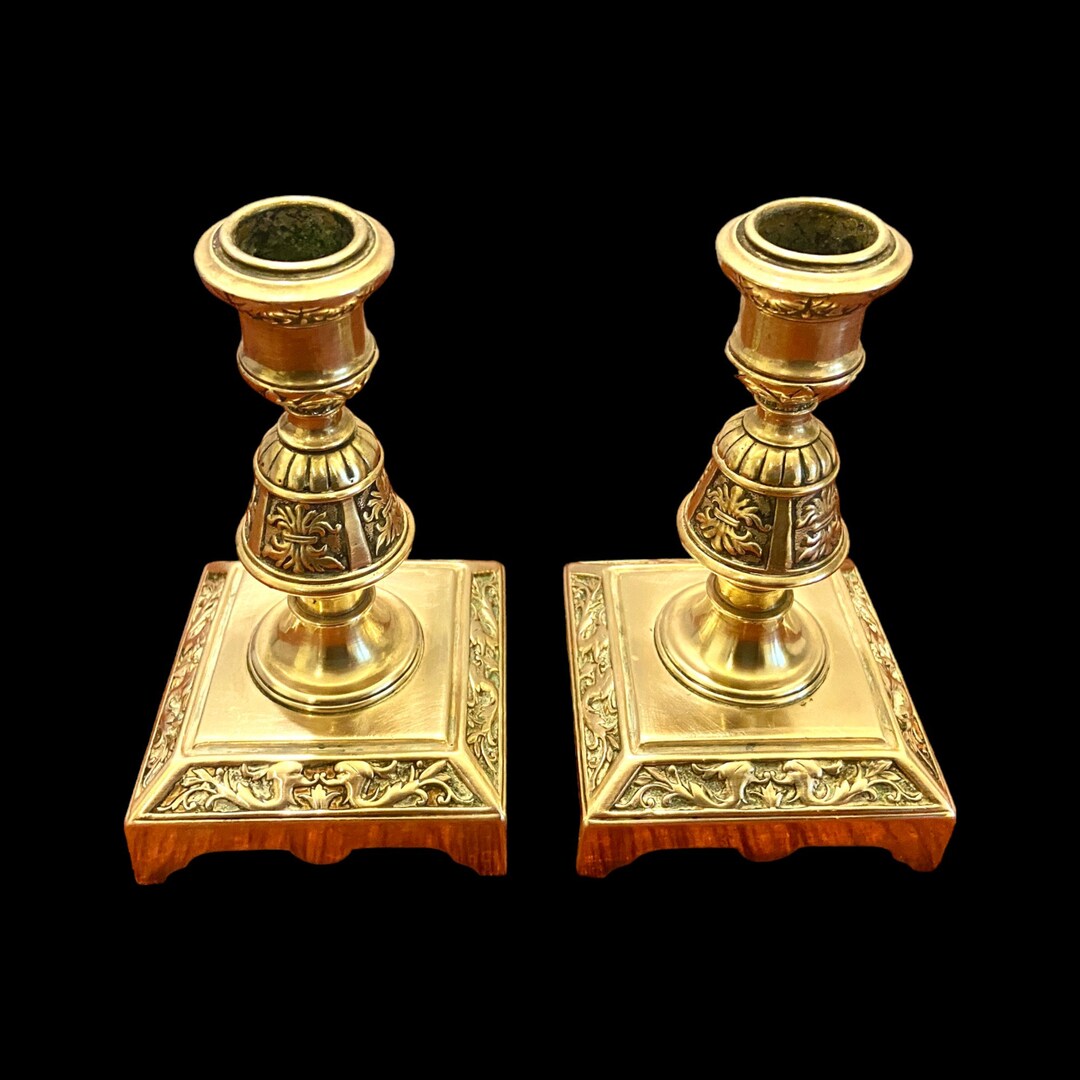 Antique Victorian Circa 1900 Pair of Ornate Brass Candlesticks With ...