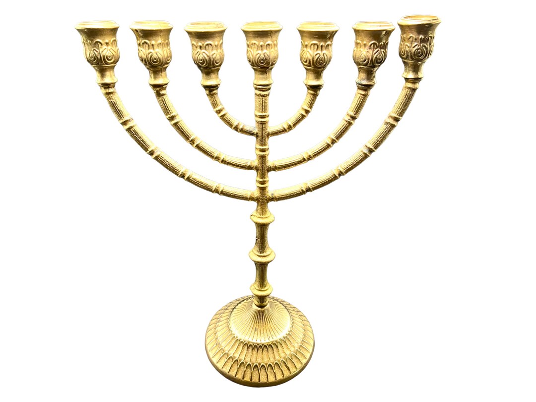 Vintage Brass Seven Branch Jewish Hanukkah Menorah Candlestick Candle ...
