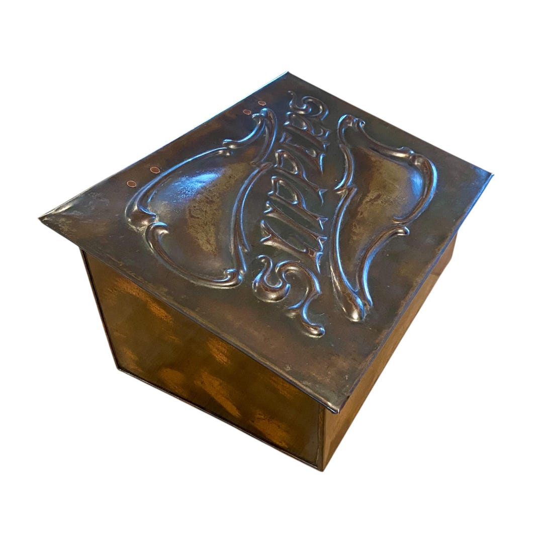 Antique C1910 Late Art Nouveau Period Rare Copper Fireside Slipper Box ...