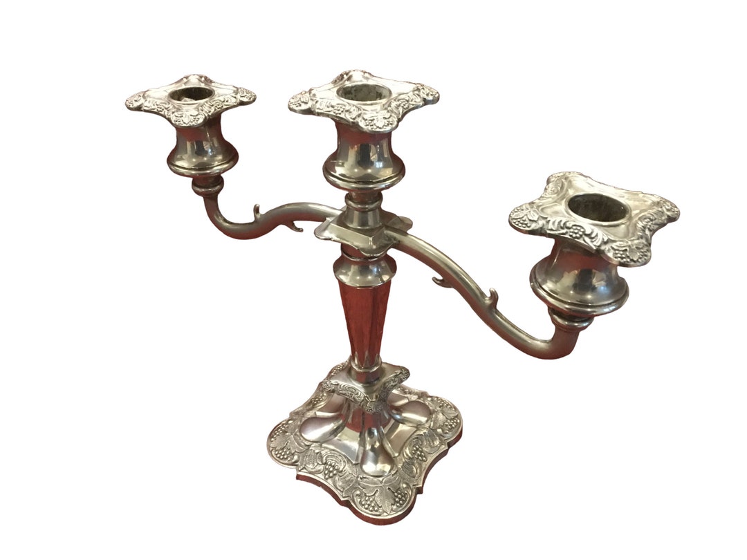 Vintage French Ornate Rococo Style Silver Plated Made in England Three ...