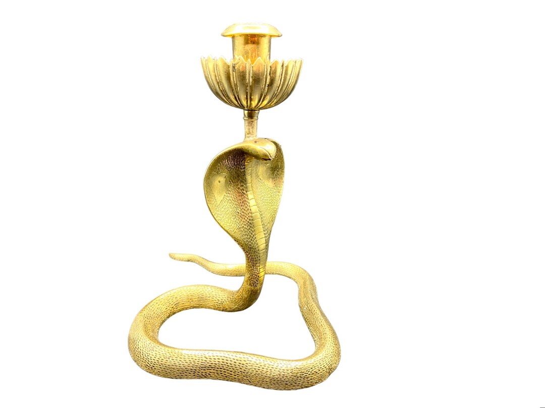 Vintage Heavy Brass Cobra Candlestick Cobra Snake Candle Stick Boho ...