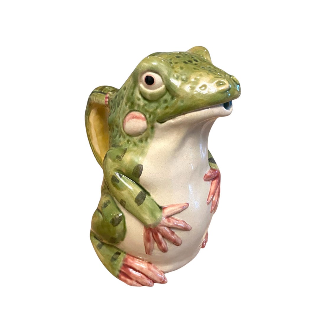 Vintage Ceramic Majolica 1819 Pottery Frog Jug Vintage Pitcher Barware ...