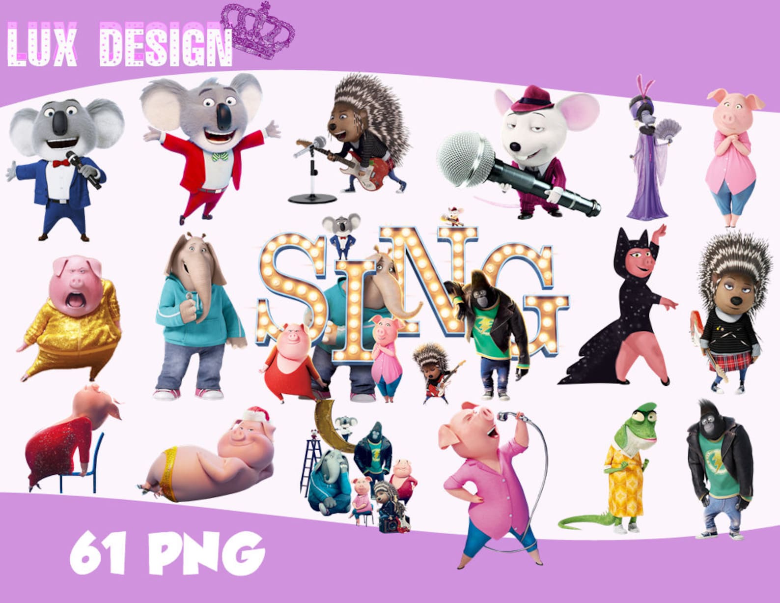 61 Sing Movie ClipArt PNG Images 300dpi Digital Clip Art | Etsy