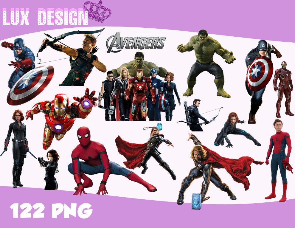 122 The Avengers ClipArt PNG Images 300dpi Digital Clip Art | Etsy