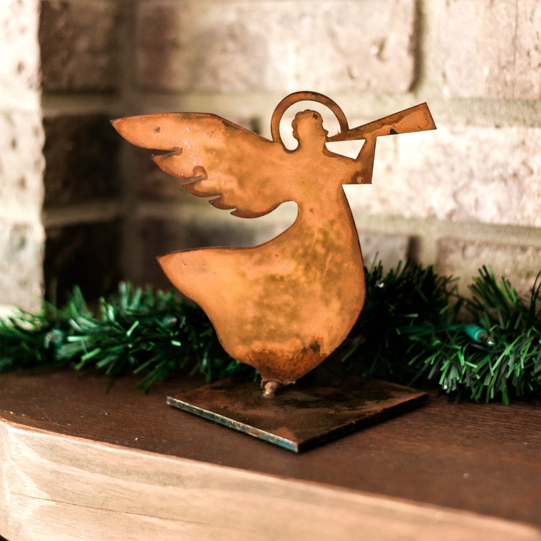 Angel Sculpture Christmas Decor, Antique Angels Holiday Decor, Metal ...