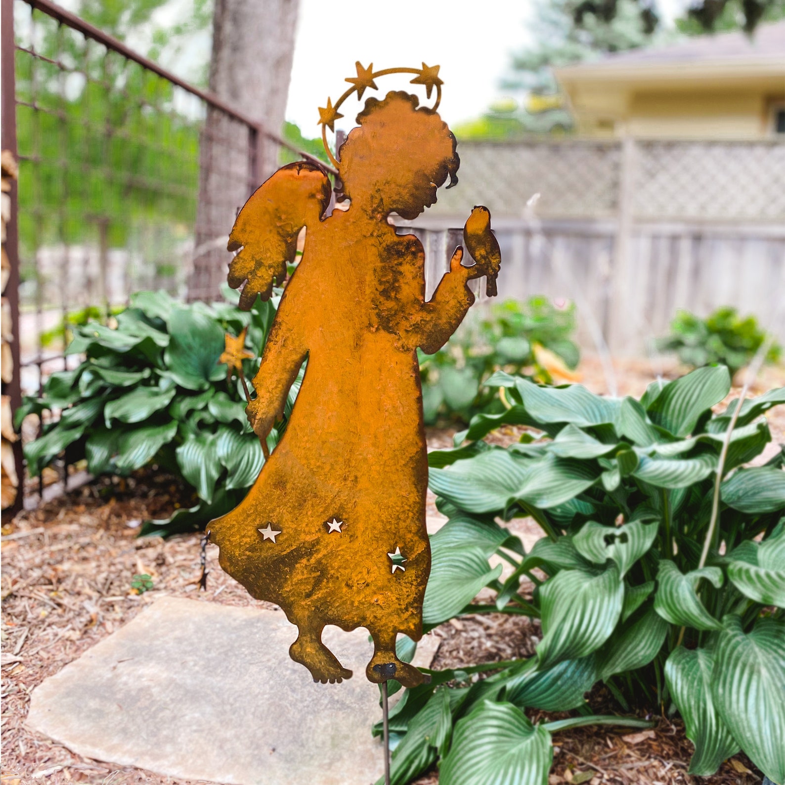 Metal Garden Sculpture Angel Figure Outdoor Fall Decor Angel - Etsy
