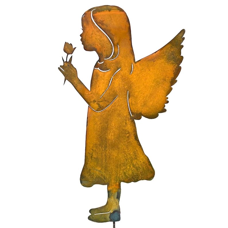 Angel Figure Metal Garden Sculpture, Outdoor Spring Decor Angel ...
