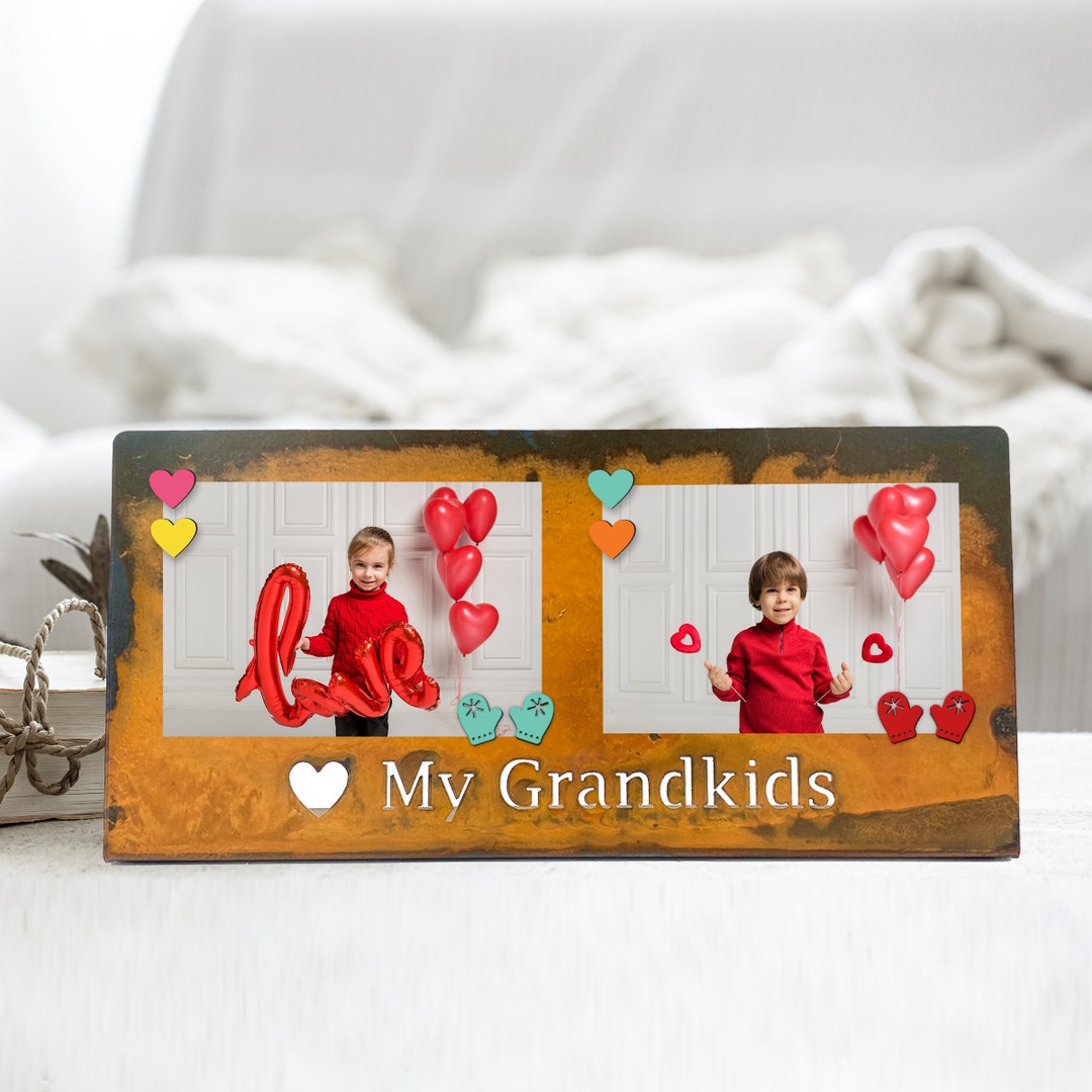 Grandparents Picture Frame, Love My Grandkids Multi Photo Frame ...