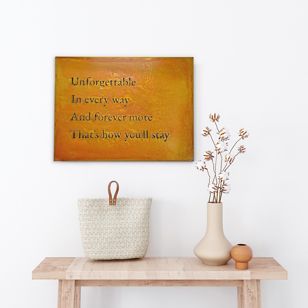 Unforgettable in Every Way Large Metal Sign, Romantic Above Bed Decor ...