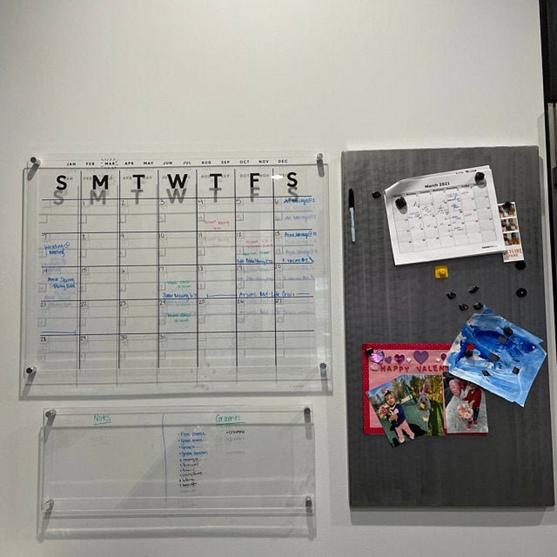 Extra Large Metal Magnetic Memo Board Wall Art, Unique Silver Aesthetic ...