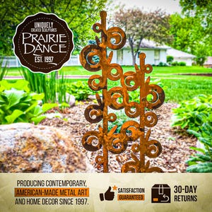 Rusty Metal Garden Sculpture, Large Patina Flower Yard Stake Art ...