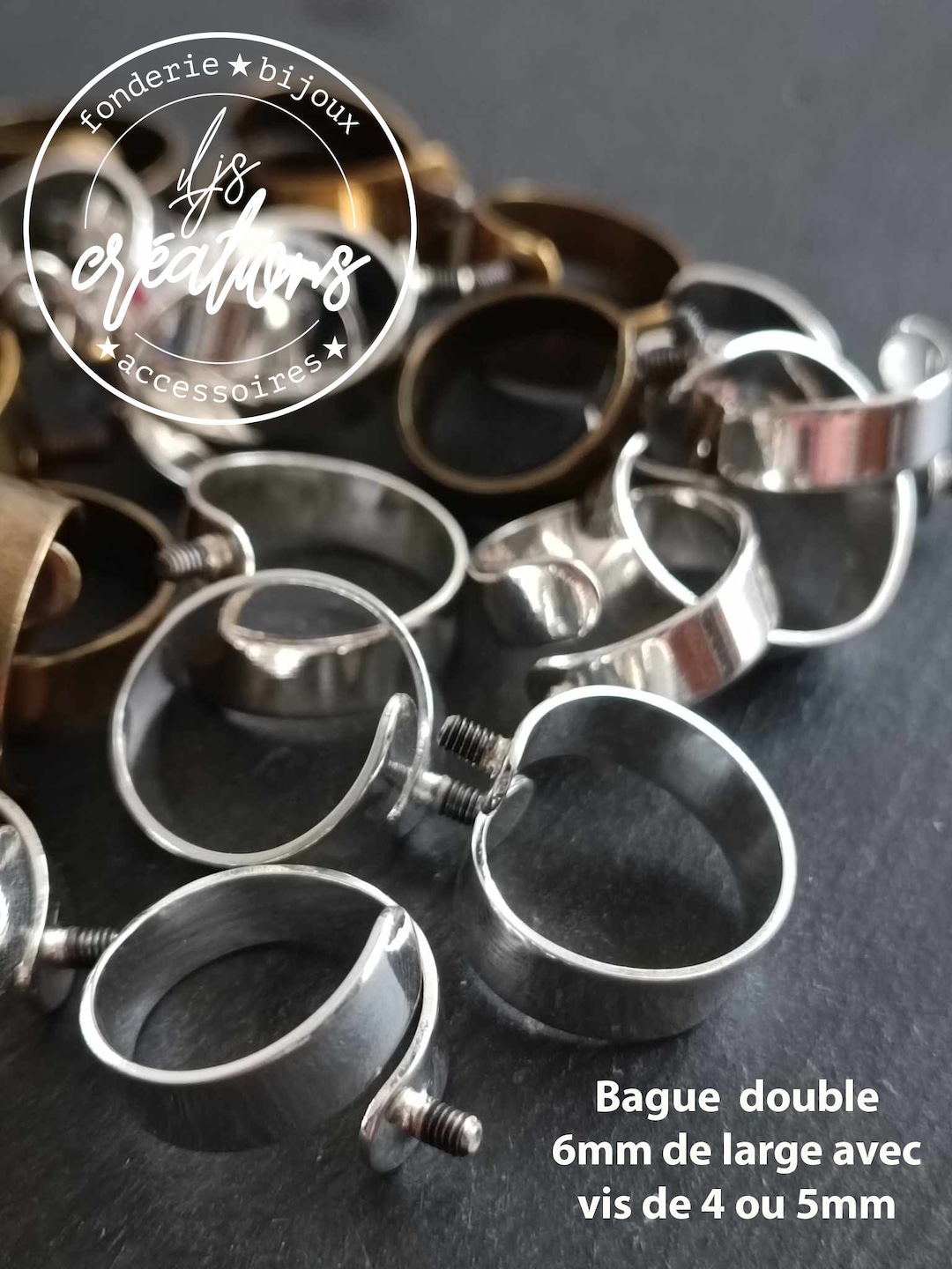 Jewelry Findings Double Ring Support 6mm Wide With Screws, in Brass ...