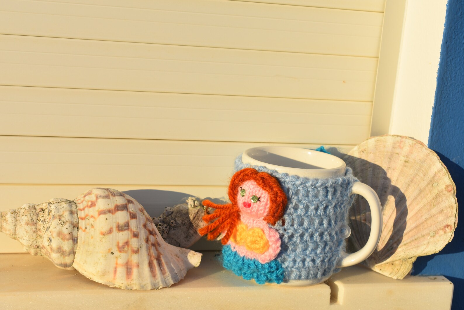 Cute Crochet Mermaid Cup Cozy, Handmade Mermaid Tail Cup Sleeve, Coffee ...