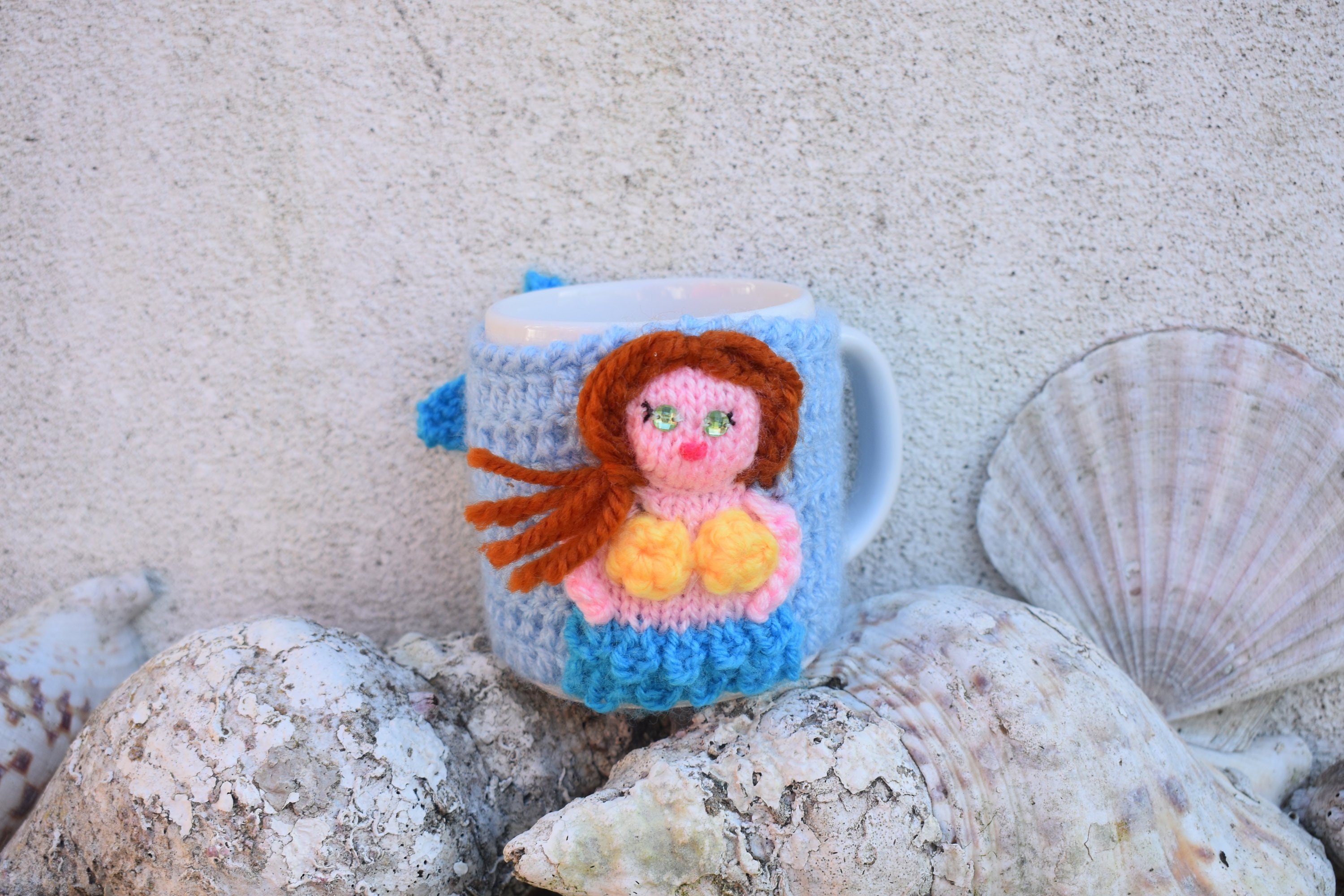 Cute Crochet Mermaid Cup Cozy, Handmade Mermaid Tail Cup Sleeve, Coffee ...
