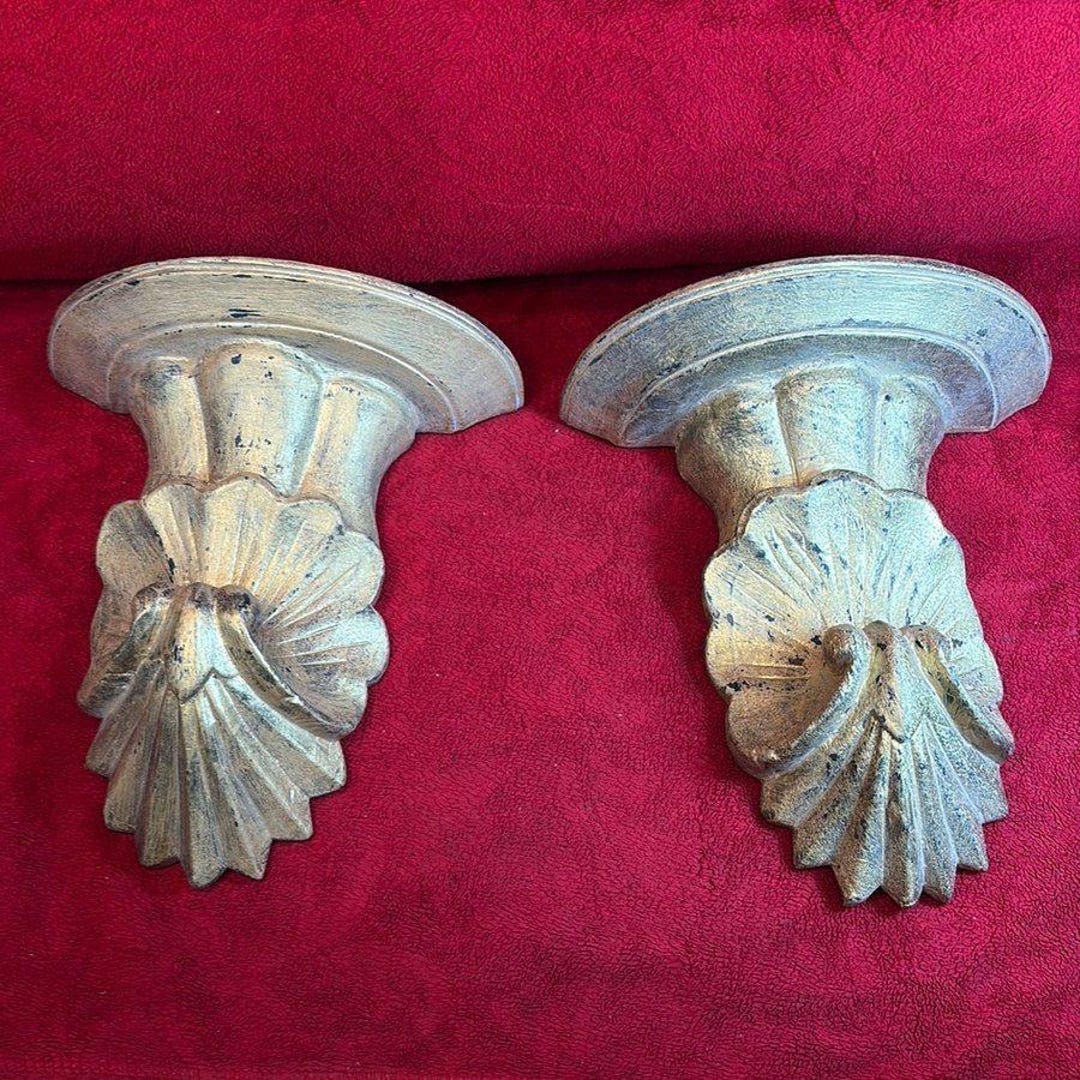 Old Rococo Style Consoles a Pair Wall Shelves, Gilded Wood Swedish Item ...