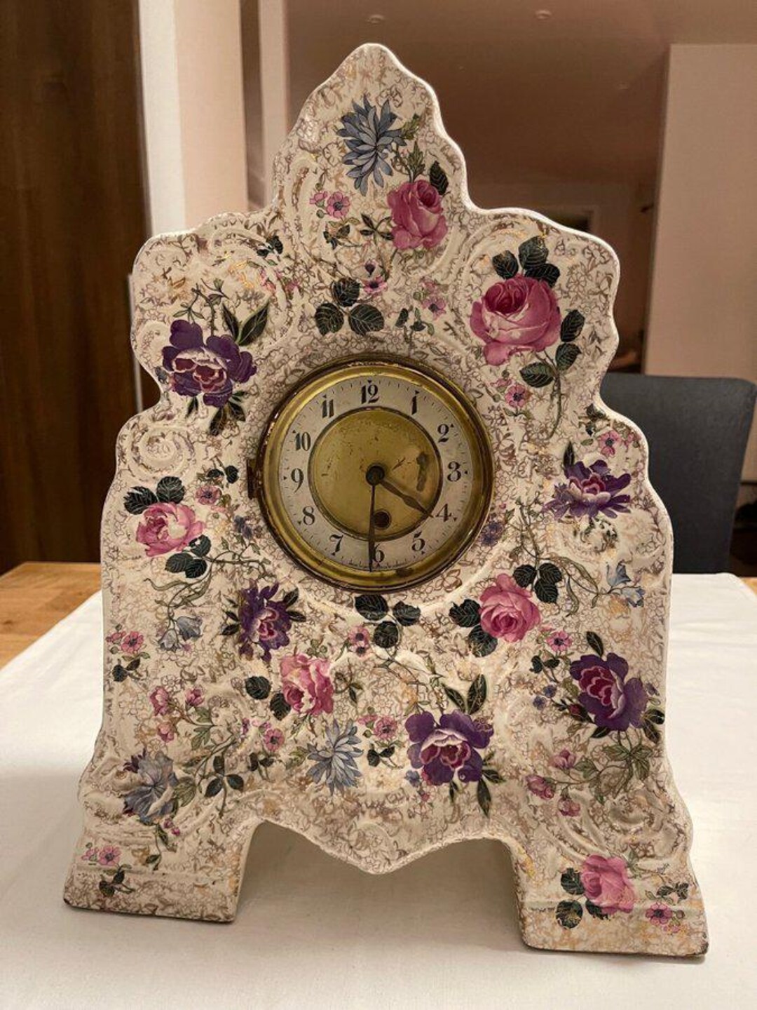 Old Table Clock Swedish Item 1900 S Table Decor Floral Pattern ...