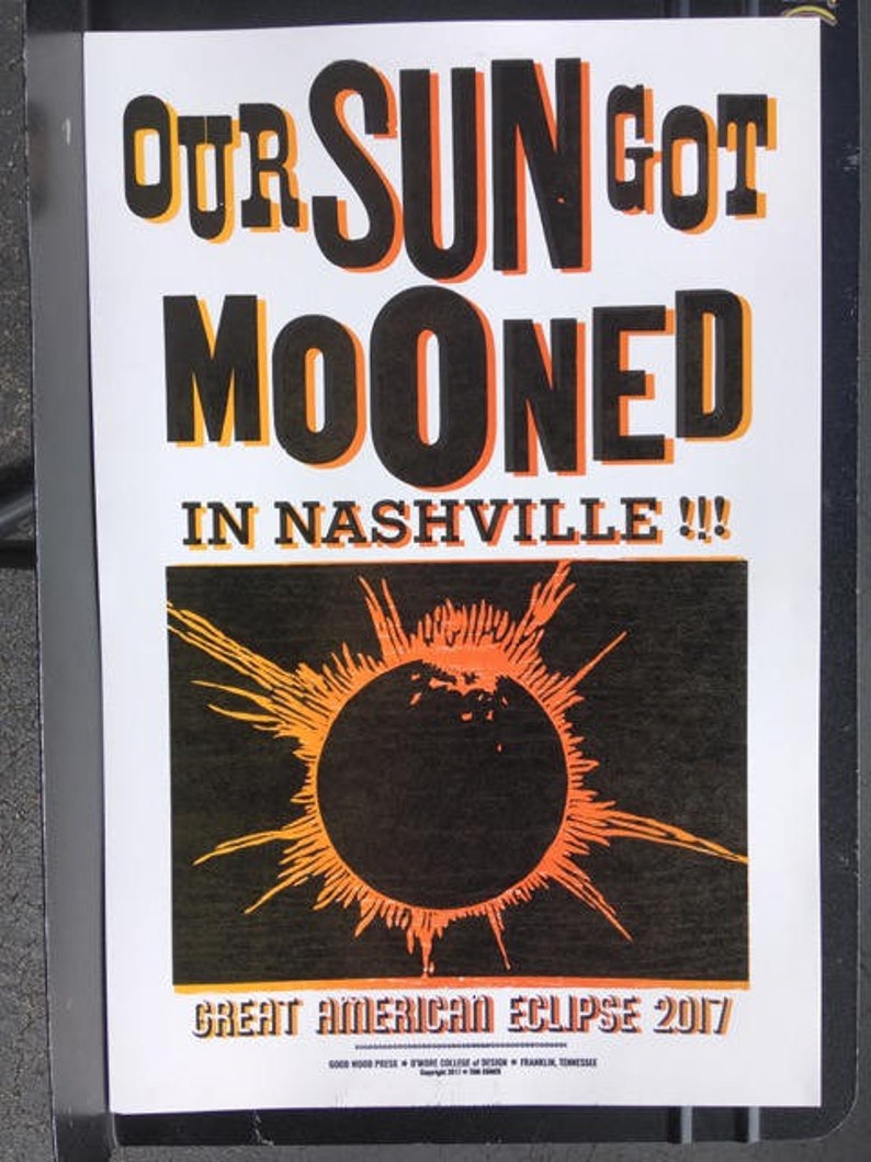 Great American Eclipse 2017 Letterpress Poster - Nashville Souvenir - Etsy