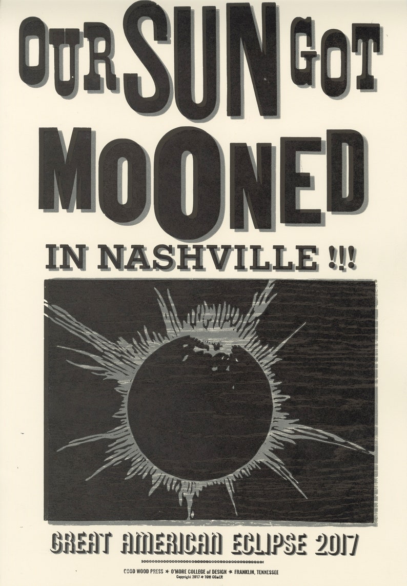 Great American Eclipse 2017 Letterpress Poster - Nashville Souvenir - Etsy
