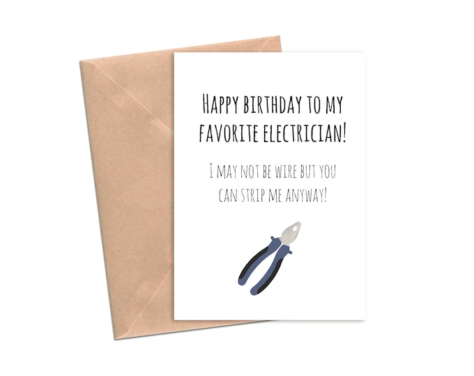 Funny Birthday Card for Electrician, Funny Card for Him, Pun Card ...