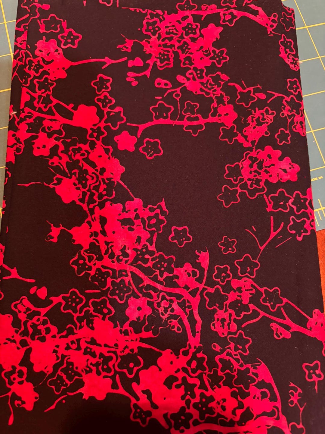 Red Floral Batik Fabric - Black Background - Etsy