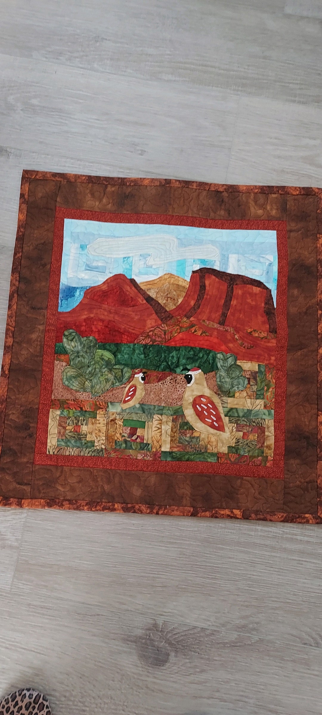 Southwestern Scene With Mountains and Quail Wall Hanging 21 - Etsy