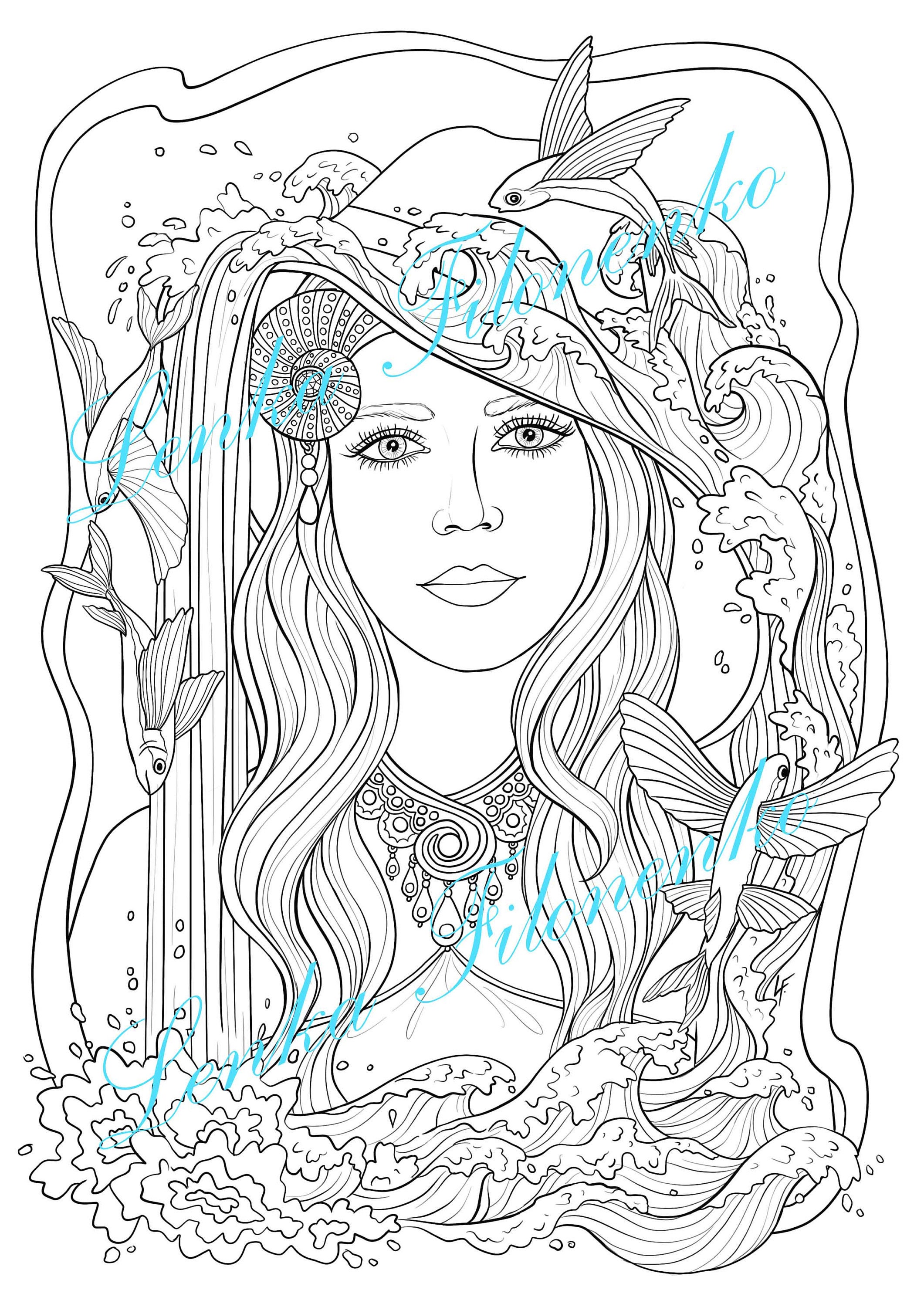 Advanced Mermaid Coloring Pages