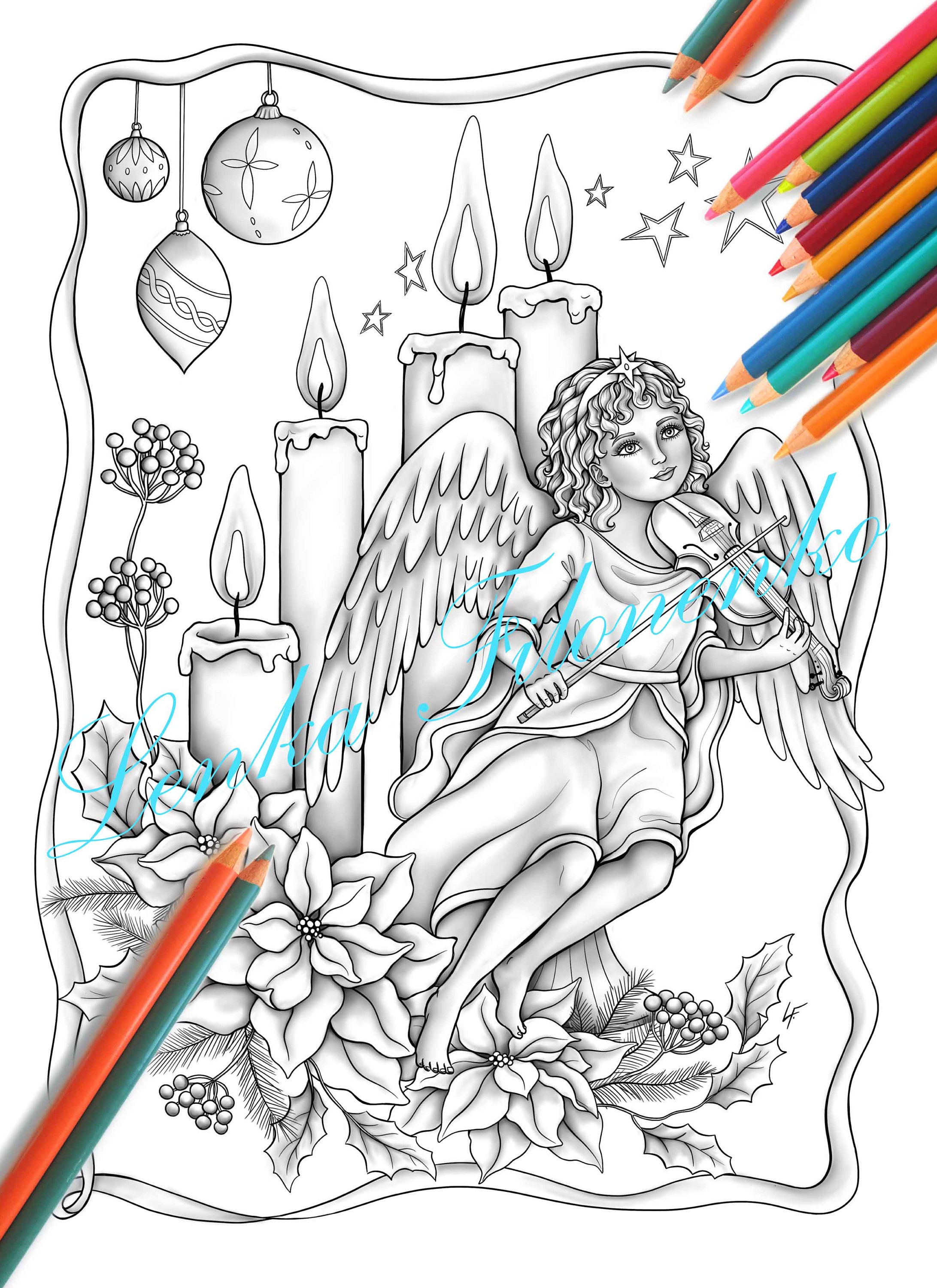 Printable Christmas Greyscale Coloring Book, Magical Season PDF ...
