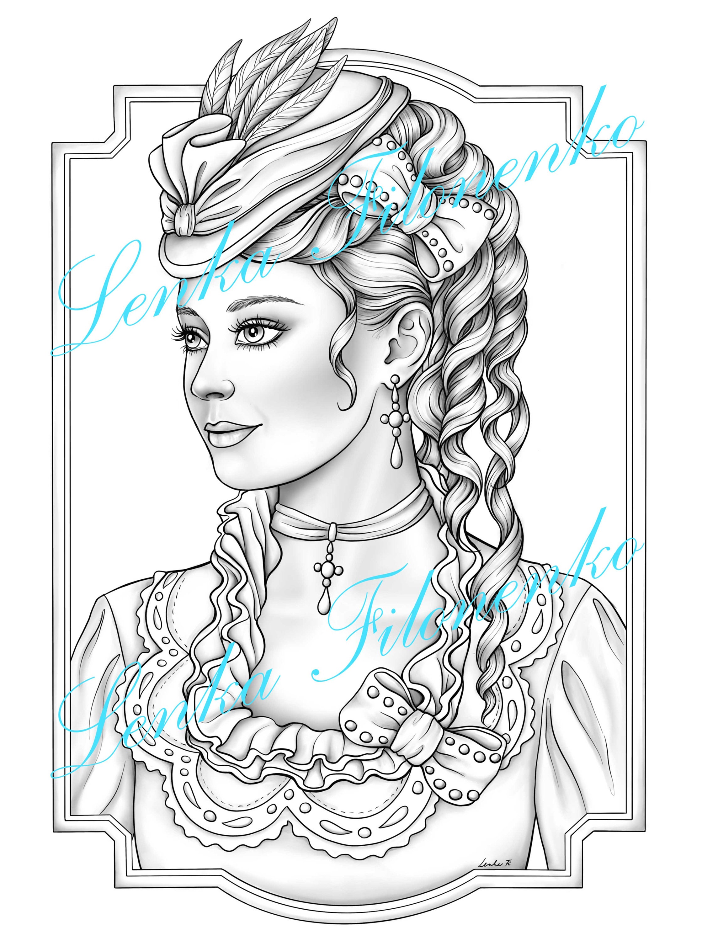 Set of 3 Grey Scale Coloring Pages Victorian Fashion and - Etsy