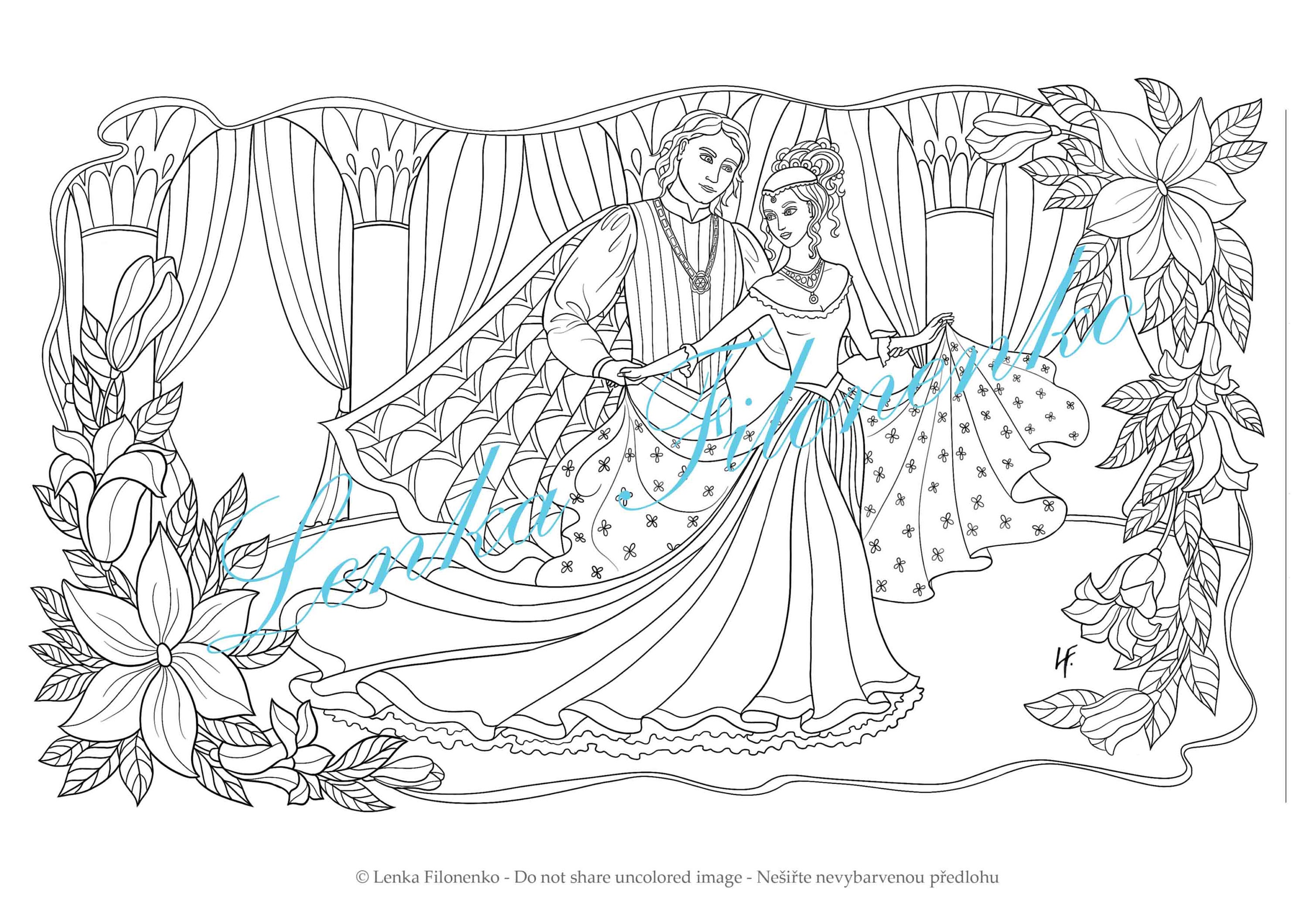 Set of 6 Coloring Pages, Princess Line Art, PDF Download and Print - Etsy