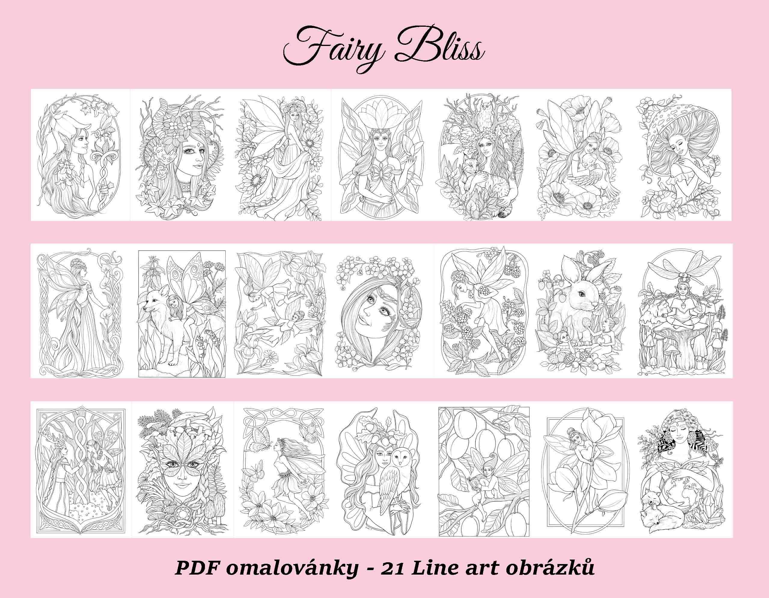Fairy Printable Line Art Coloring Book, PDF Download - Etsy