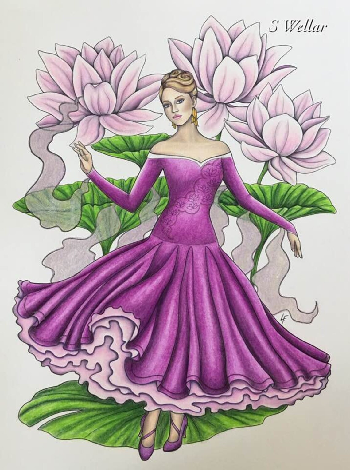 Coloring Page for Adults Waltz Elegant Dancer Line Art - Etsy