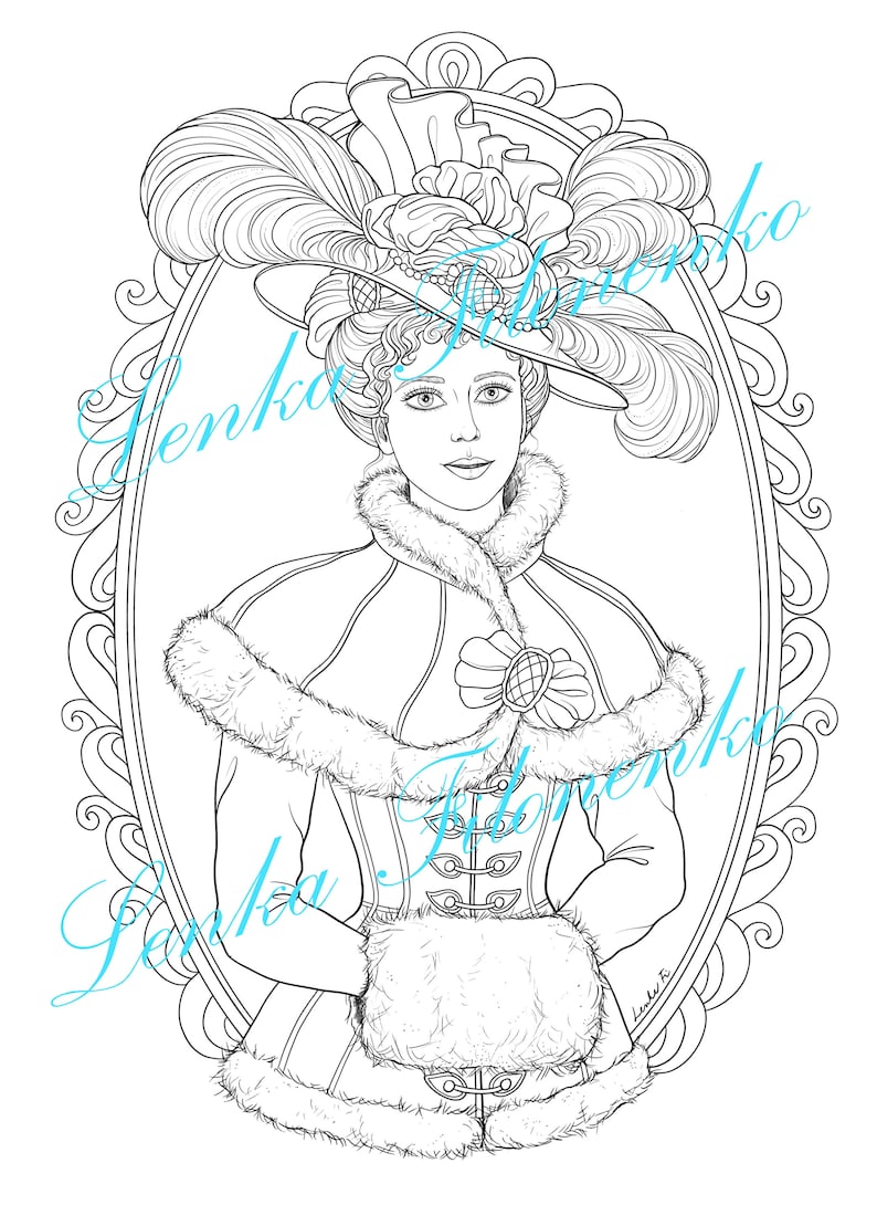 Victorian Grace LINE ART Pdf Adult Coloring Book Download and Print 21 ...