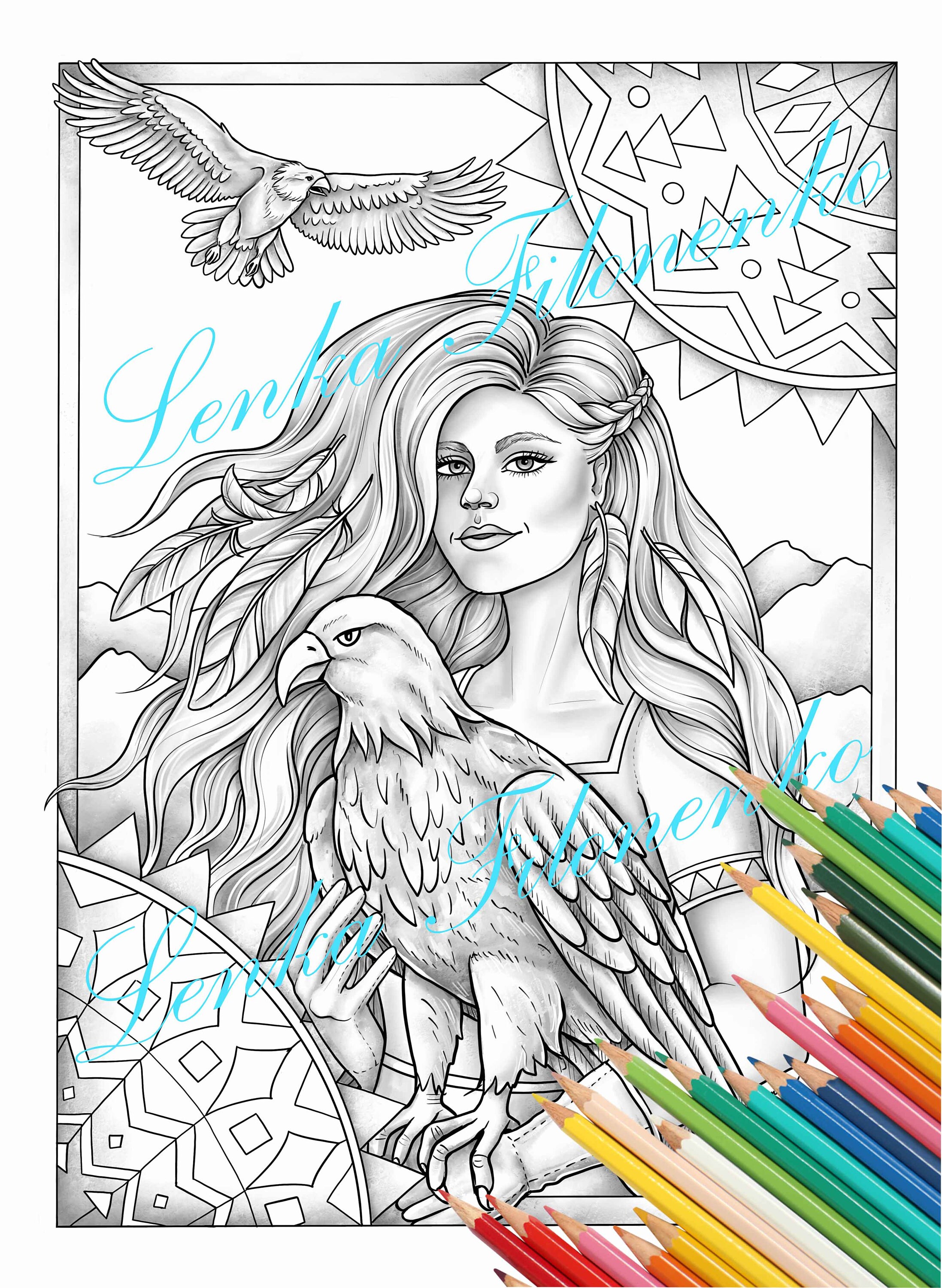 Set of 3 Grey Scale Coloring Pages Wolf Bear Eagle PDF - Etsy UK