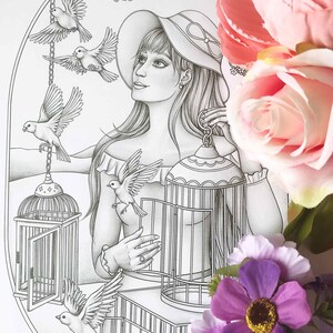 Coloring Page for Adults, Freedom Lady - Grey Scale, PDF Download and ...
