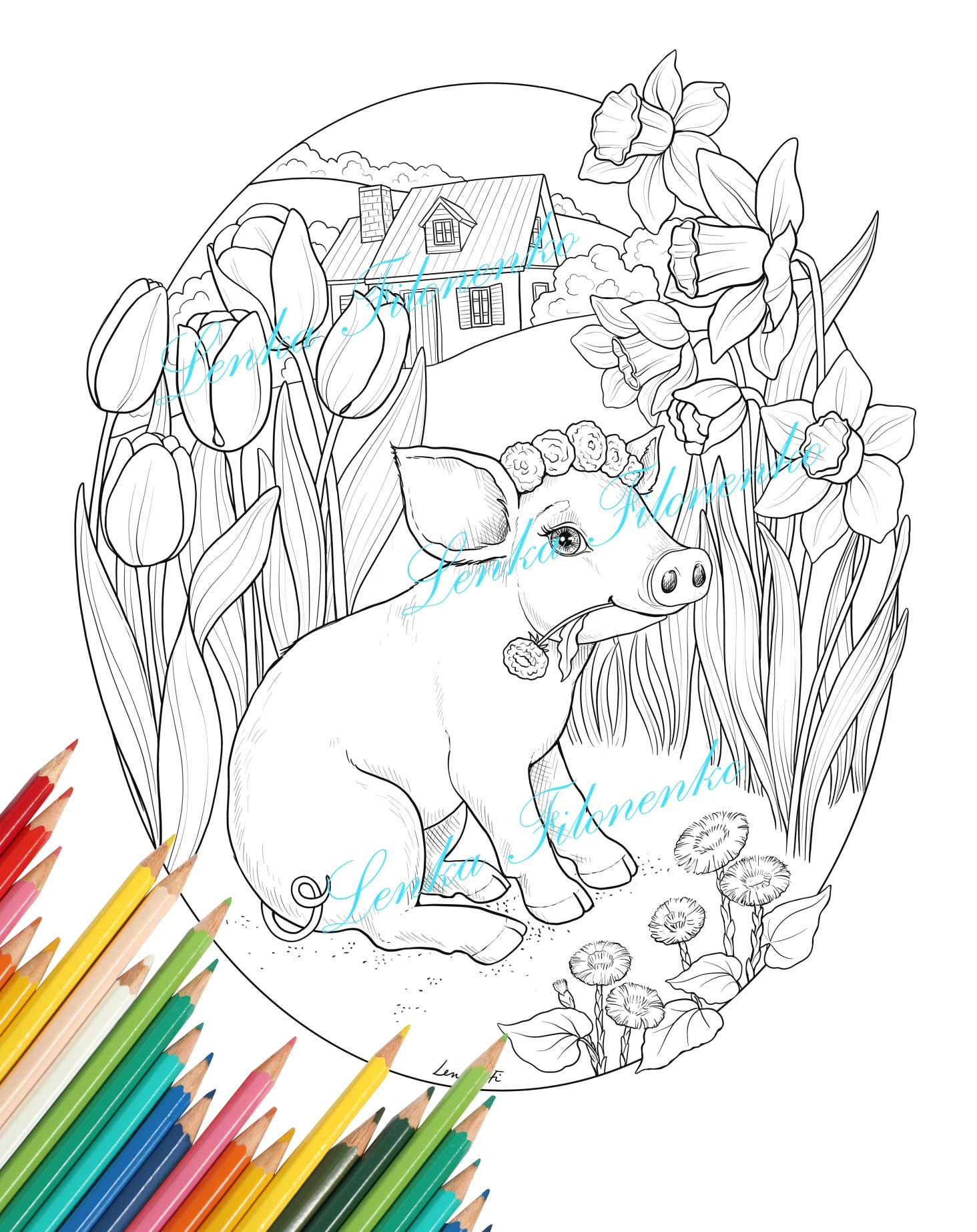 Printable Spring Line Art Coloring Book Hello Spring PDF - Etsy Canada