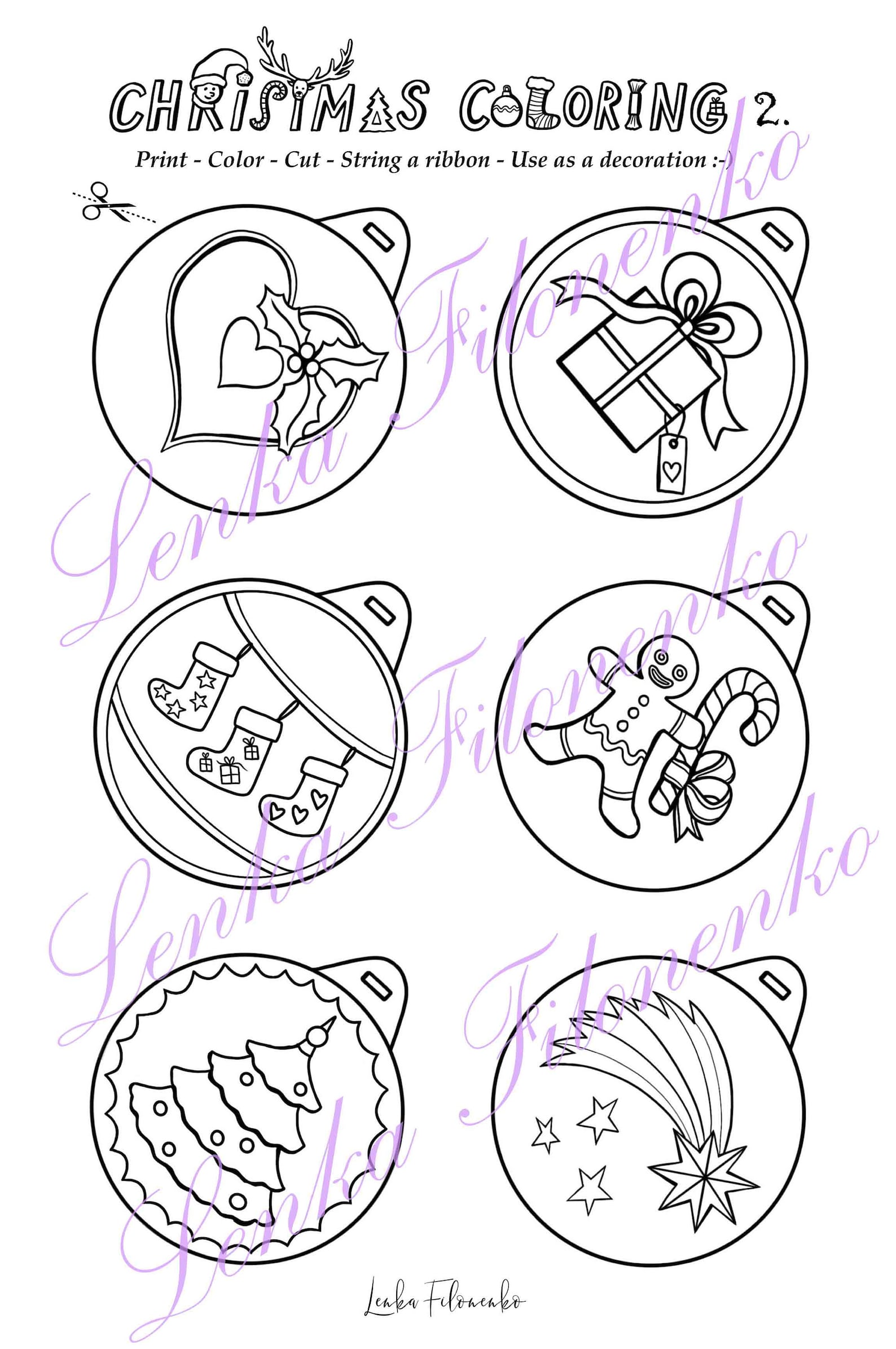 Christmas Coloring Advent calendar 24 small decorations to | Etsy