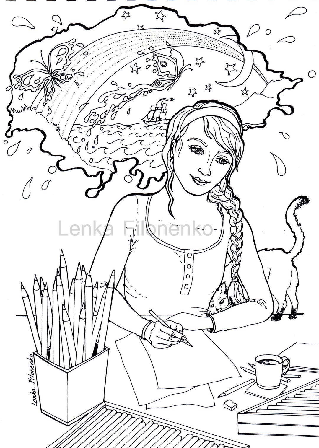 Coloring Page for Adults, Coloring Page the Colorist, Adult Coloring ...