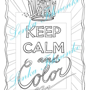 Coloring Page for Adults, Keep Calm and Color, Adult Coloring, PDF ...