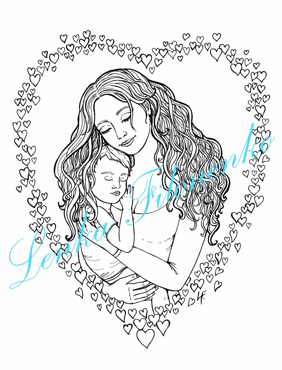 Coloring Page for Adults, Mothers Love - PDF Download and Print - Etsy