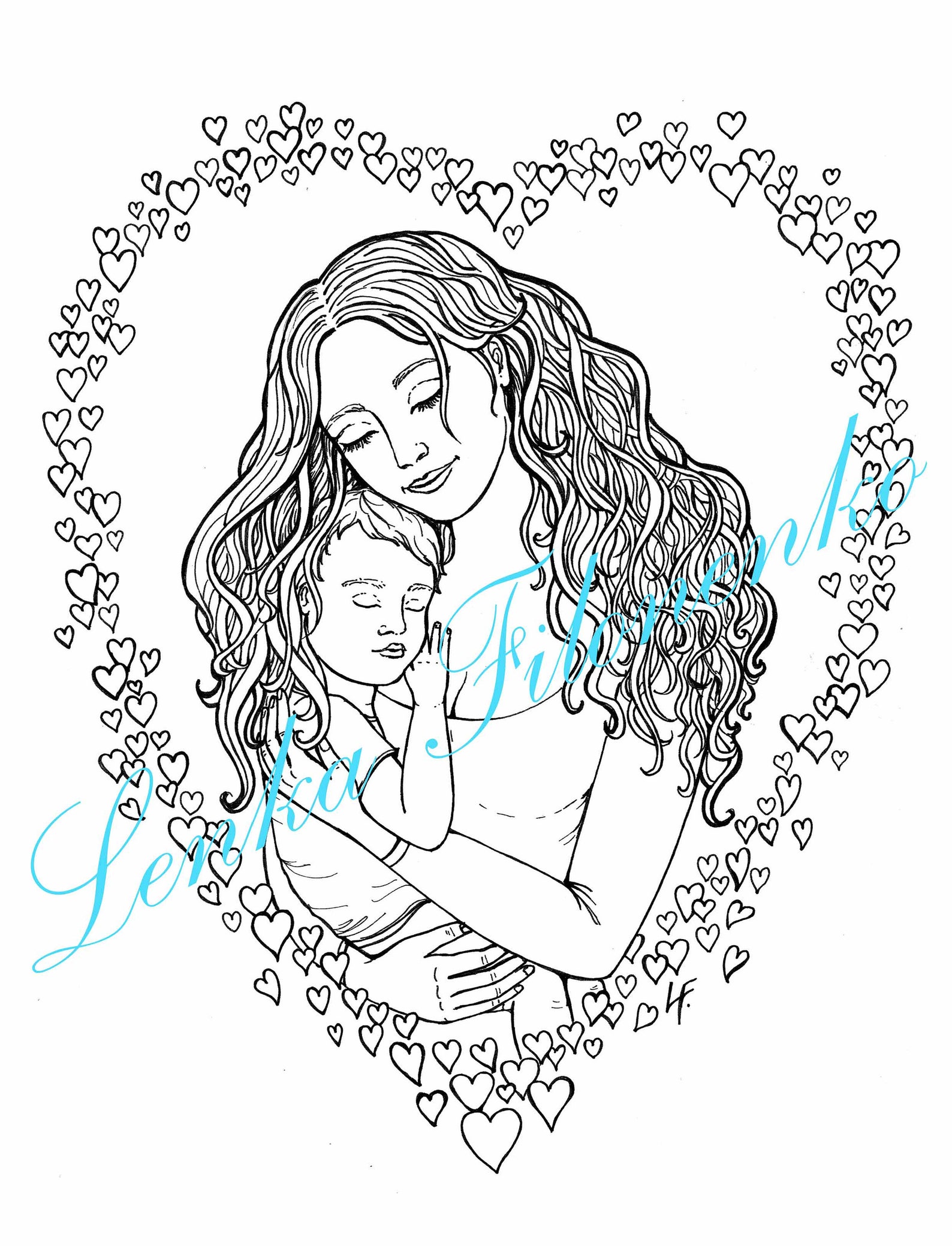 Coloring Page for Adults, Mothers Love - PDF Download and Print - Etsy
