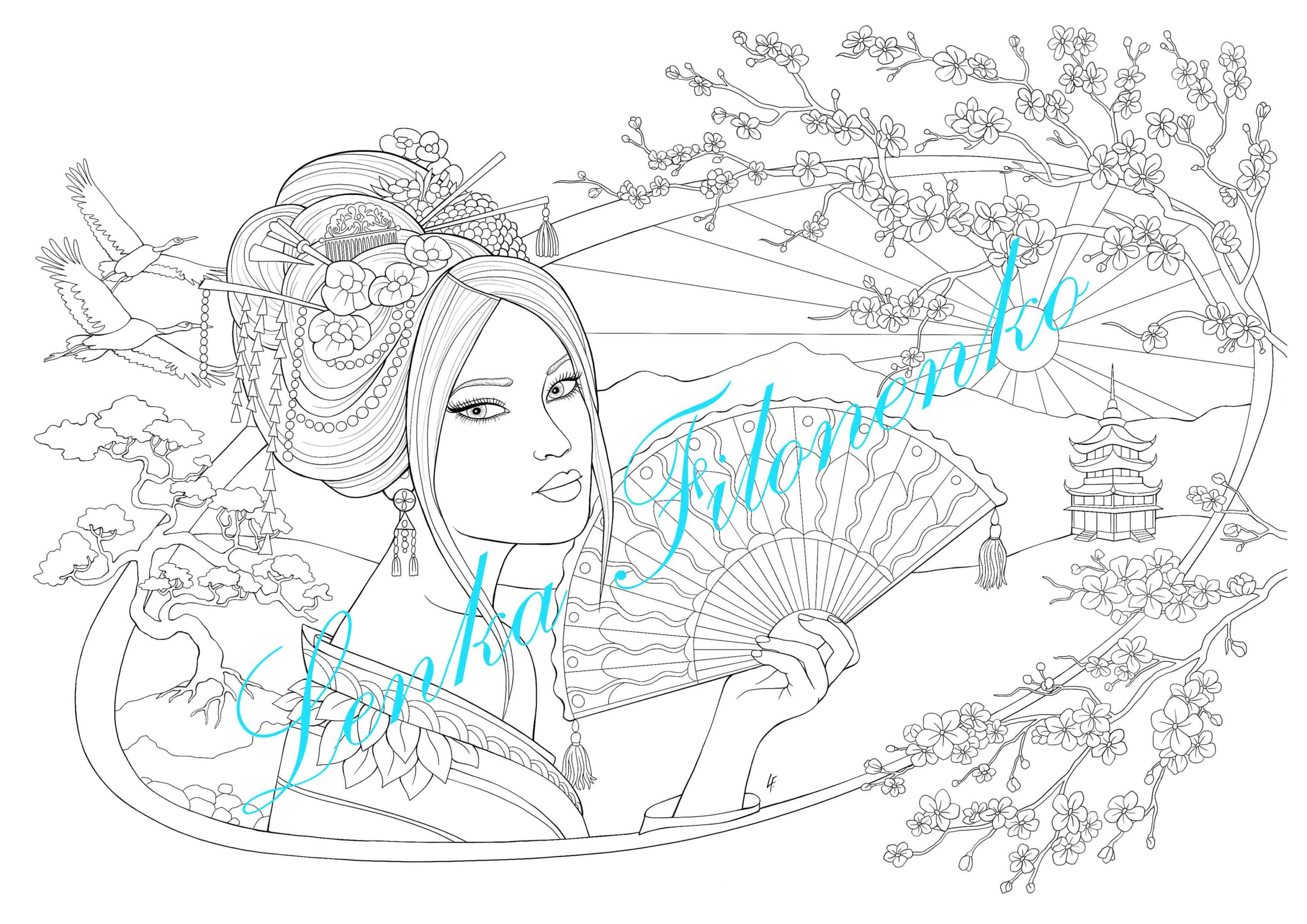 Geisha Coloring Pages