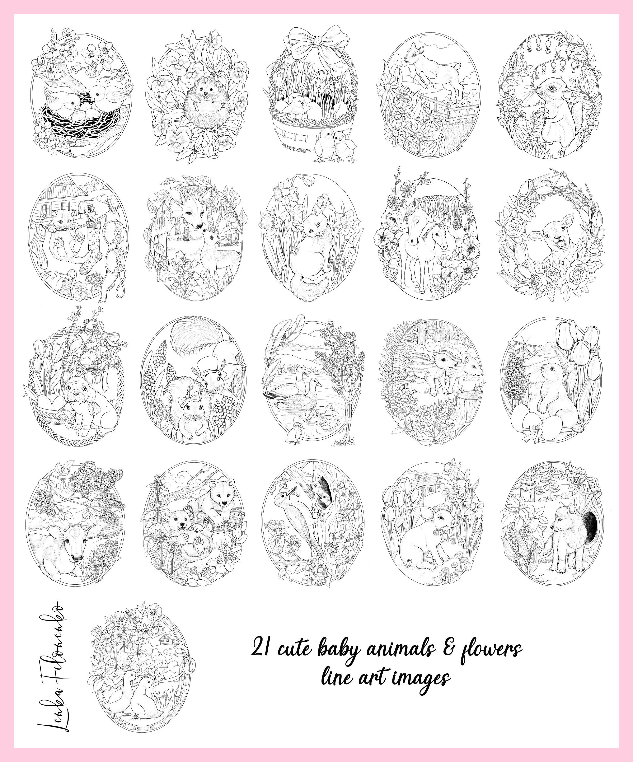 Printable Spring Line Art Coloring Book Hello Spring PDF - Etsy UK