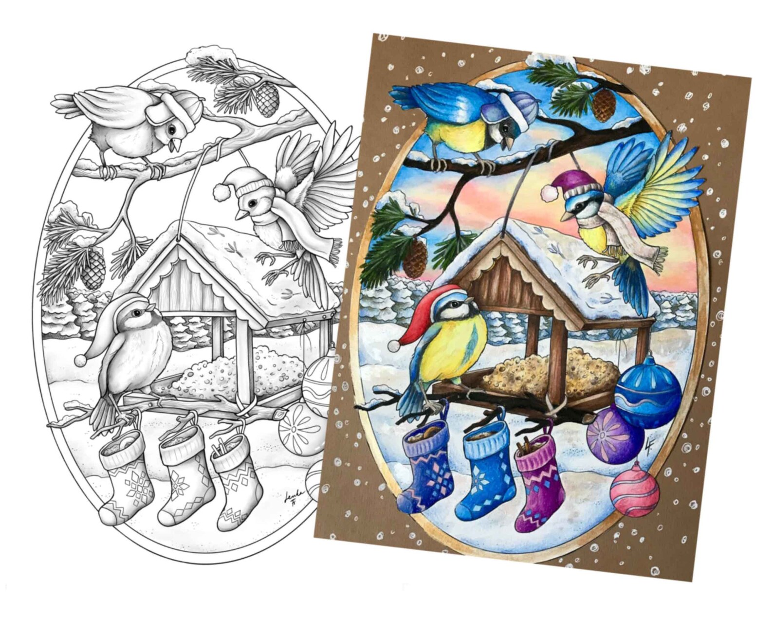 Printable Christmas Greyscale Coloring Book Magical Season - Etsy